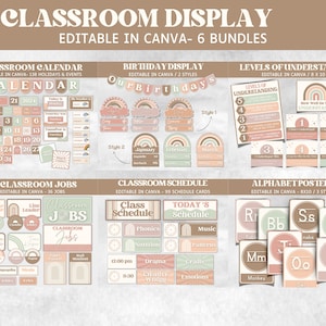 Neutral Classroom Decor, Boho Theme, Bulletin Board, Homeschool Decor ...