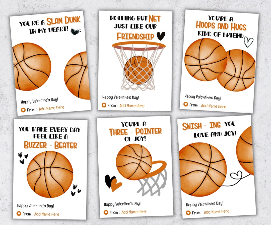 Basketball Valentines Day Cards, Classroom Valentines, Printable School ...