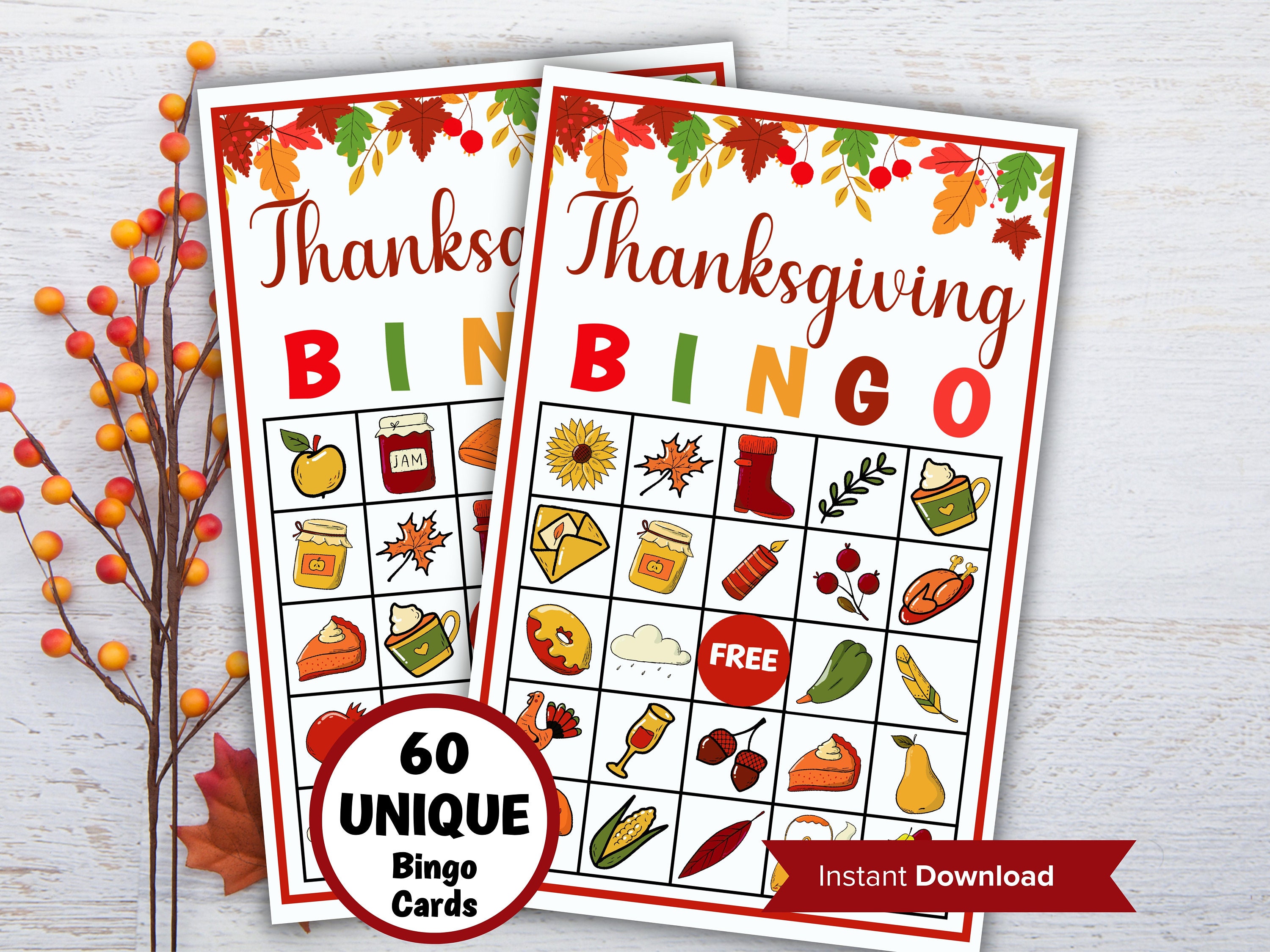 Thanksgiving Bingo Set I Bingo Game for Kids I Printable Fall - Etsy