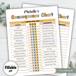 Consequence Chart for Kids, Teen Behavior Chart, Good Behavior Chart ...