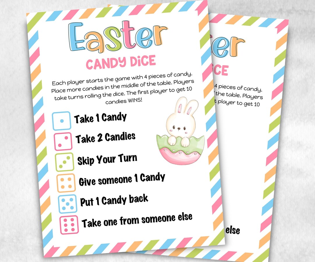 Candy Dice Easter Printable Game, Roll A Dice Activity, Fun Group ...