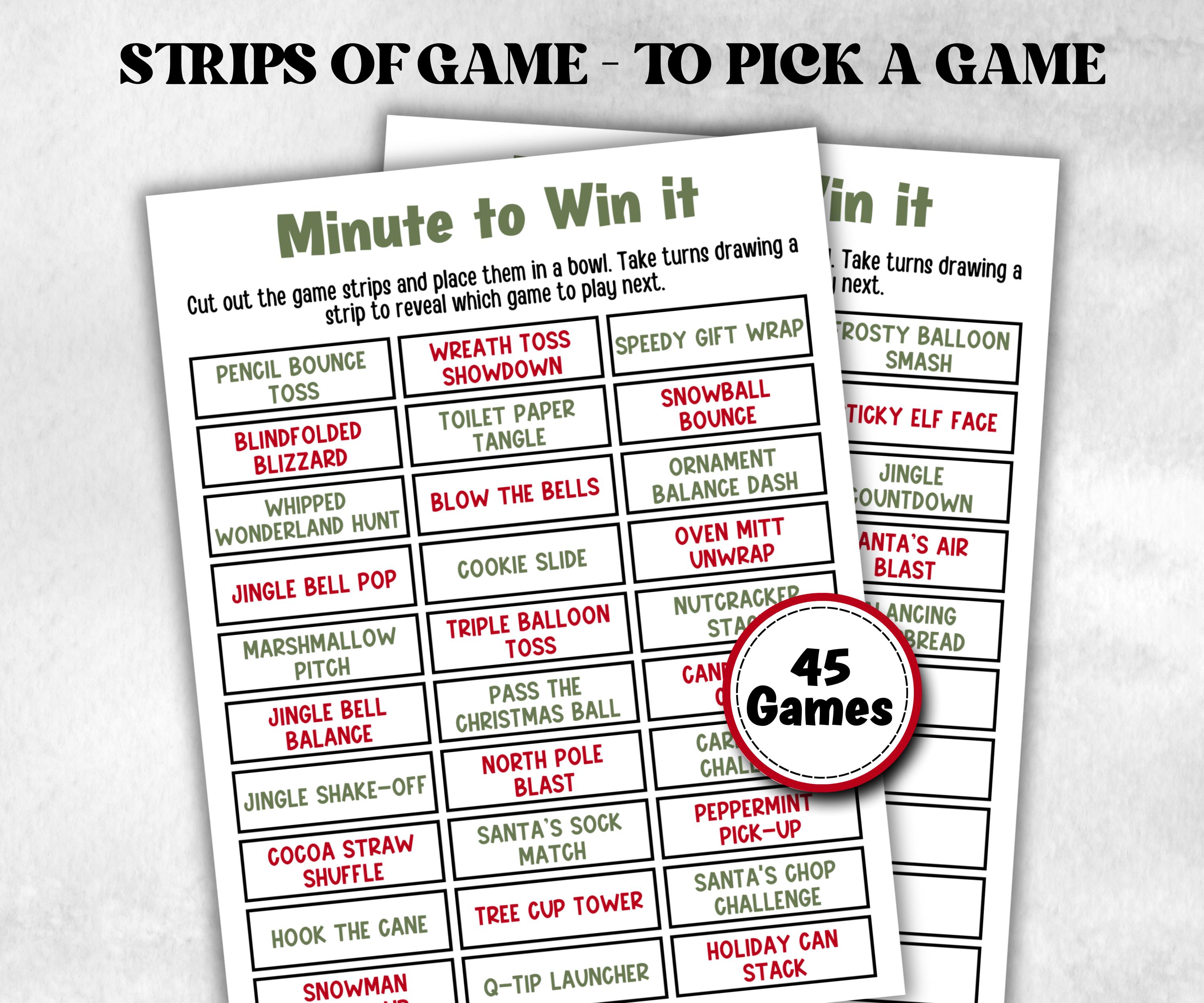 Christmas Minute to Win It Activity, Printable Holiday Competition ...