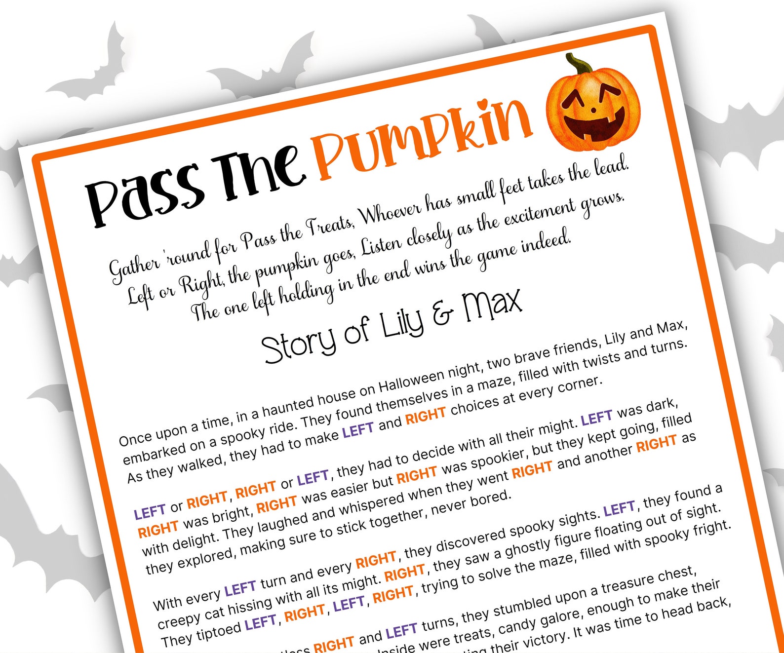 Halloween Pass the Prize Game Left Right Game Halloween - Etsy