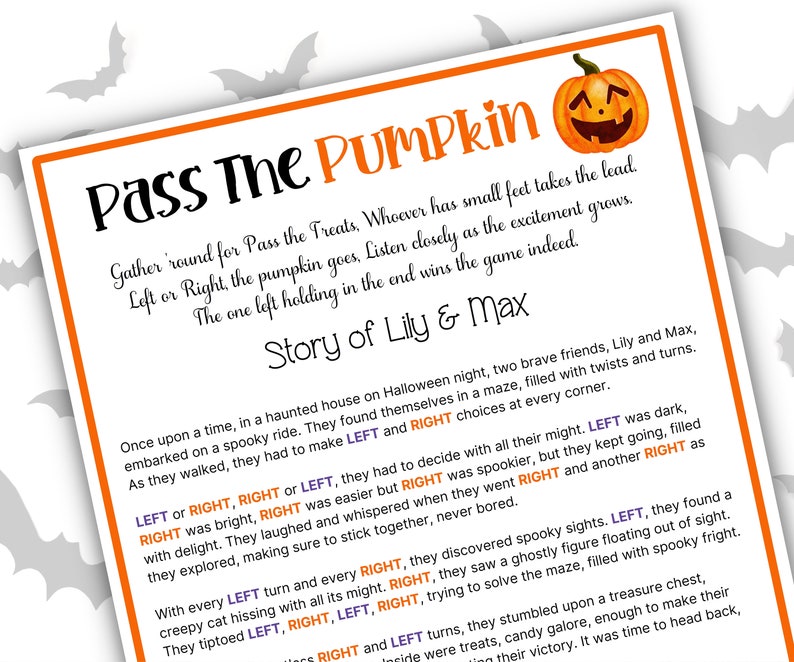 Halloween Pass the Prize Game Left Right Game Halloween - Etsy