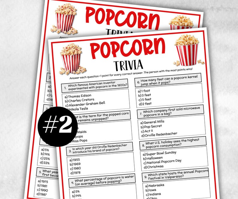 Popcorn Trivia, Movie Night, Popcorn Bar Activity, Family Game Night ...