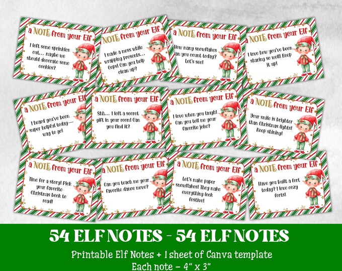 Elf Kindness Cards - Elf Notes - Printable Elf Kit - Elf Messages - Elf ...