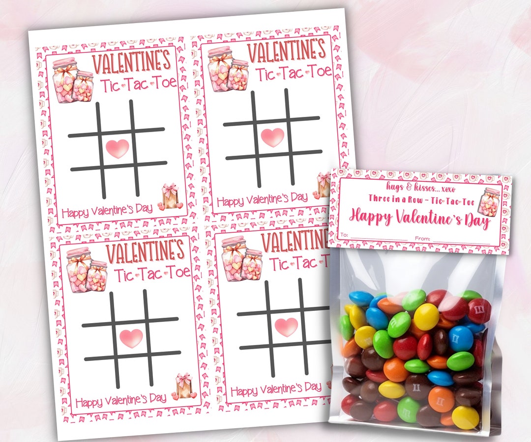 Printable Valentine's Day Tic Tac Toe Cards | Tic Tac Toe Valentine ...