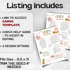 Easter April Classroom Newsletter, Daycare Class Newsletter, Newsletter ...