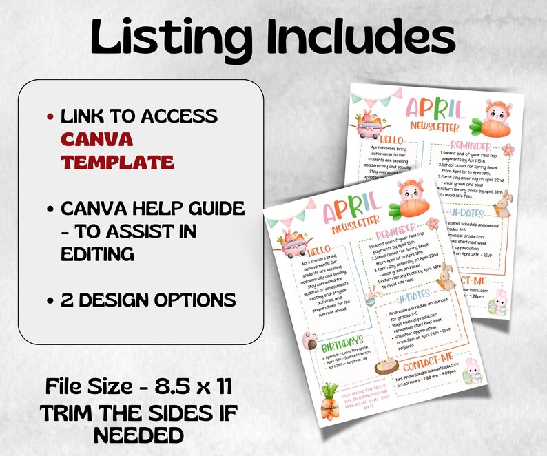 Easter April Classroom Newsletter, Daycare Class Newsletter, Newsletter ...