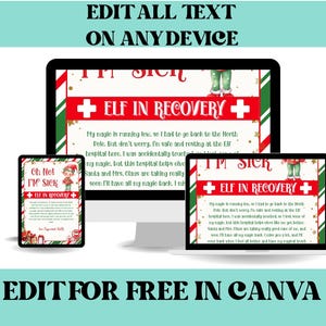 Oh No I’m Sick Elf Letter, Editable Elf Recovery Letter, Kids Elf ...