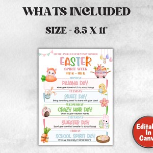 Customizable Easter School Spirit Week Flyer, PTO Schedule, April ...