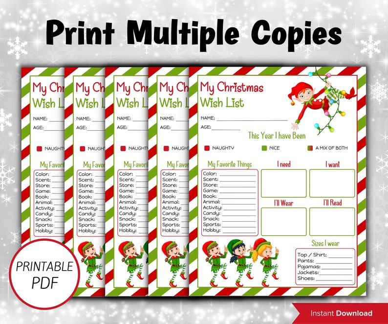 Handwritten Wish List I Printable Letter to Santa | Christmas Kids ...