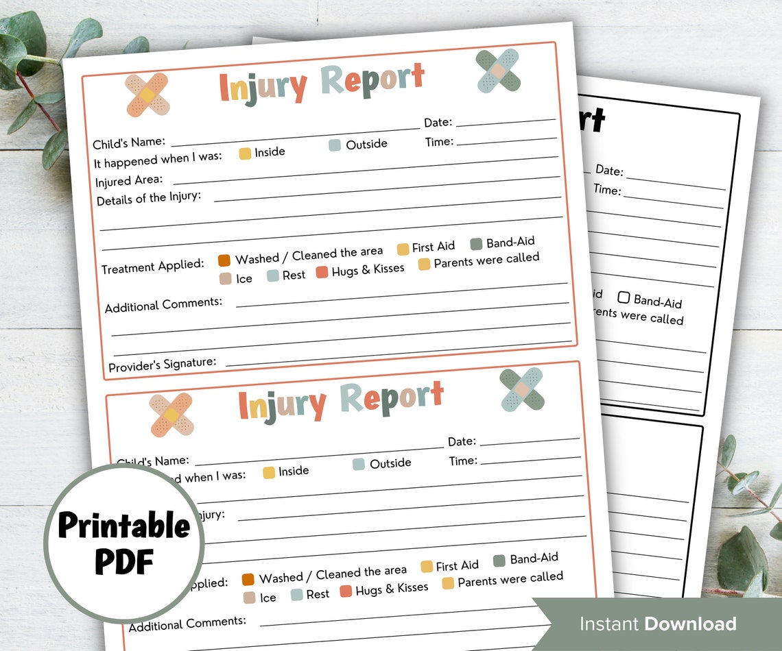 Home Daycare Ouch Report I Injury Report I Incident Report - Etsy