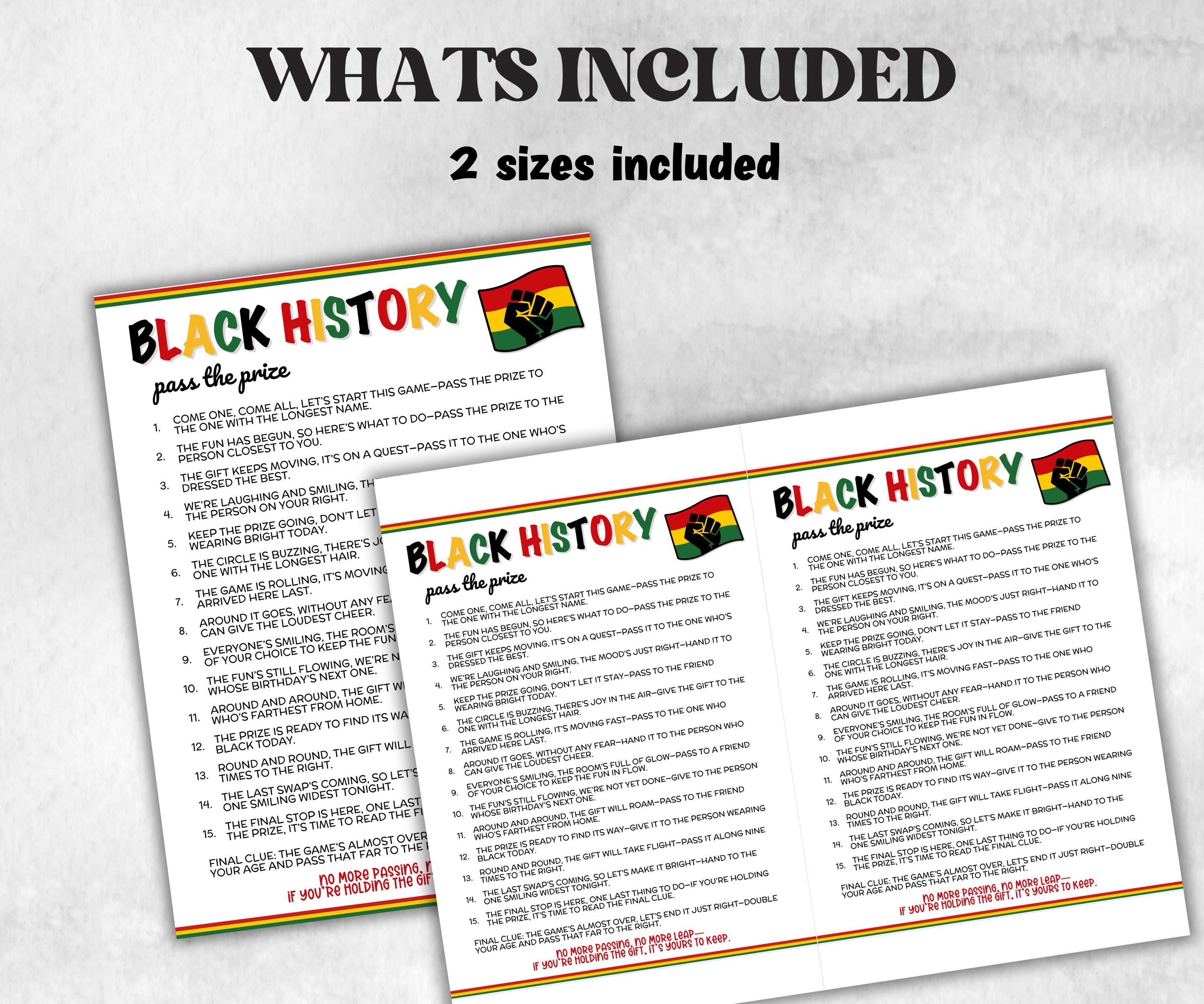 Black History Party Pass the Prize, Left Right Game, African American ...