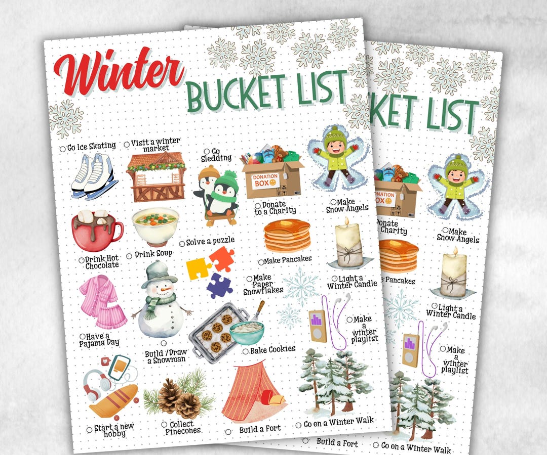 Winter Bucket List Printable, Holiday Activities Checklist, Family Fun ...