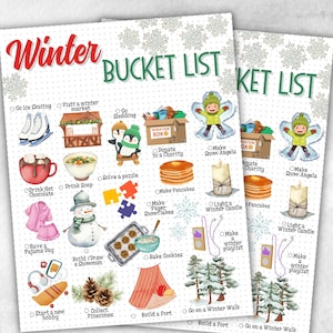 Winter Bucket List Printable, Holiday Activities Checklist, Family Fun ...