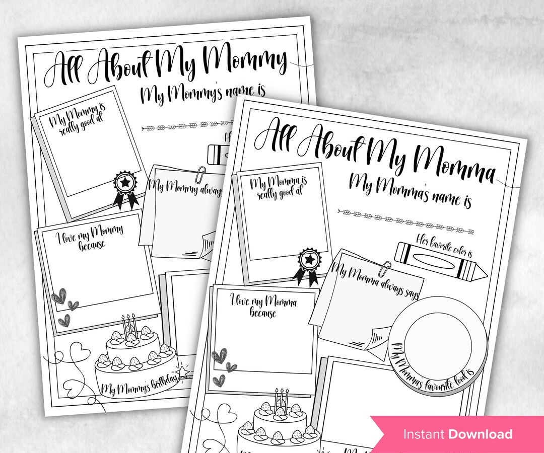 Mommy Gift From Kids I Mother Day Printable | All About My Mommy All ...
