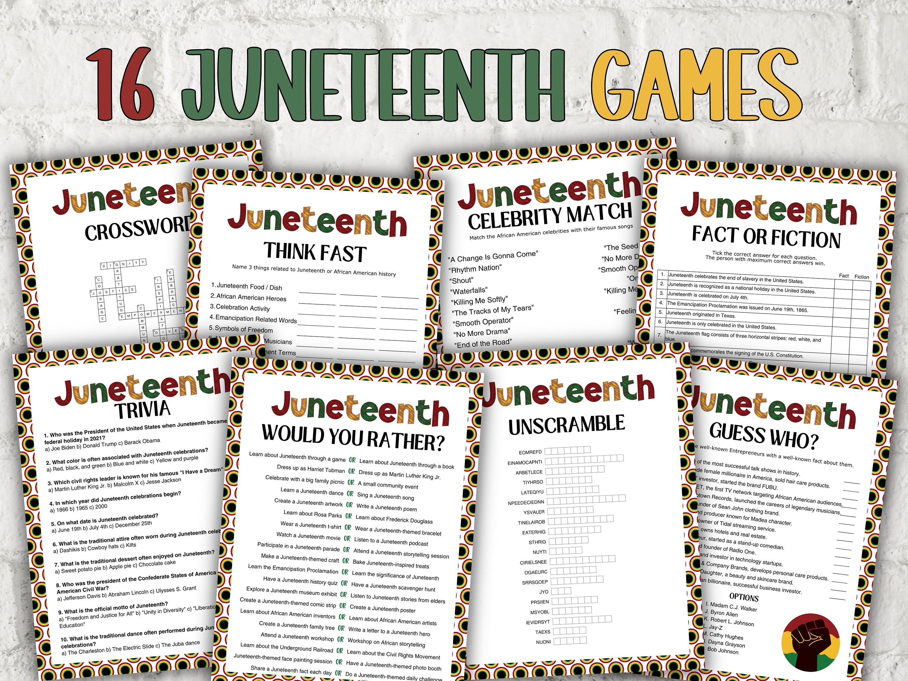 Juneteenth Games Bundle I Juneteenth Activities I African - Etsy