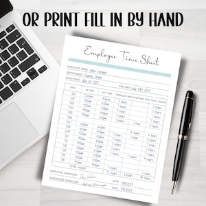 Employee Timesheet Editable I Editable Timesheet I Time Card I Time ...