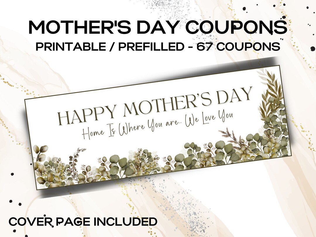 Mother's Day Coupons I Printable Coupons I Mom Flower Coupon Book I ...