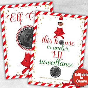 Elf Camera, Printable Elf Cam, Elf Cam Sign, Santa Cam Letter, Editable ...