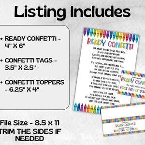 Night Before School Child Preschool Present, Ready Confetti Tag, First ...