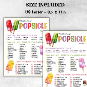 What is Your Popsicle Name Printable Game, Office Party, Daycare, Name ...