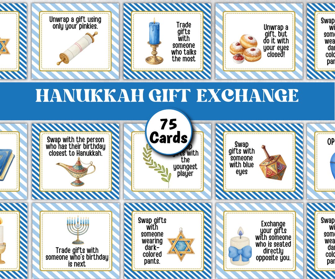 Hanukkah Gift Exchange Cards, Unique Holiday Celebration, Family Fun ...