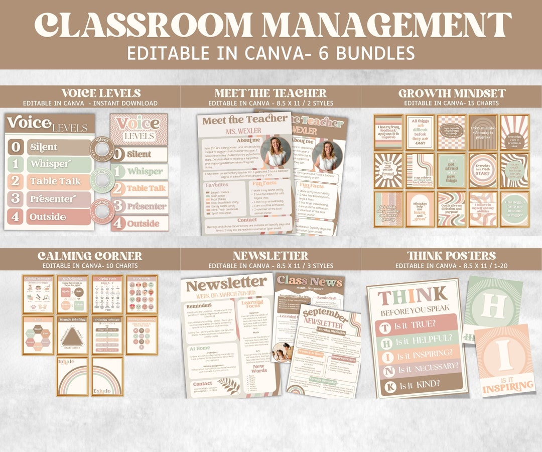Neutral Class Management Bundle, Think Poster, Voice Level, Meet the ...