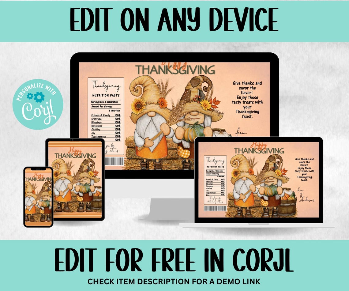 Fall Harvest Party Favors, Gnome Chip Bag Template, Thanksgiving Chip ...