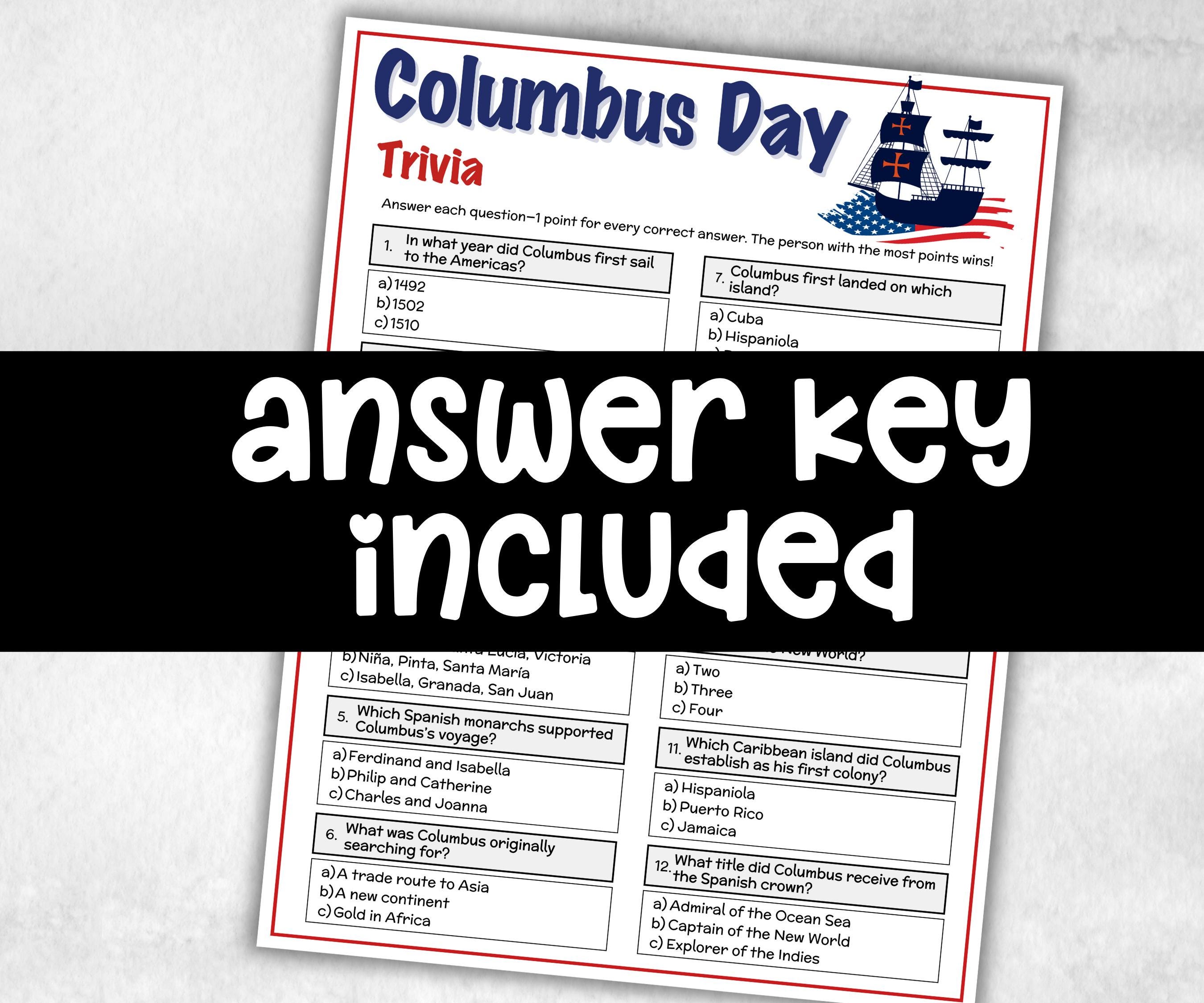 Columbus Day Trivia, Columbus Day Games, Columbus Celebration Gifts ...