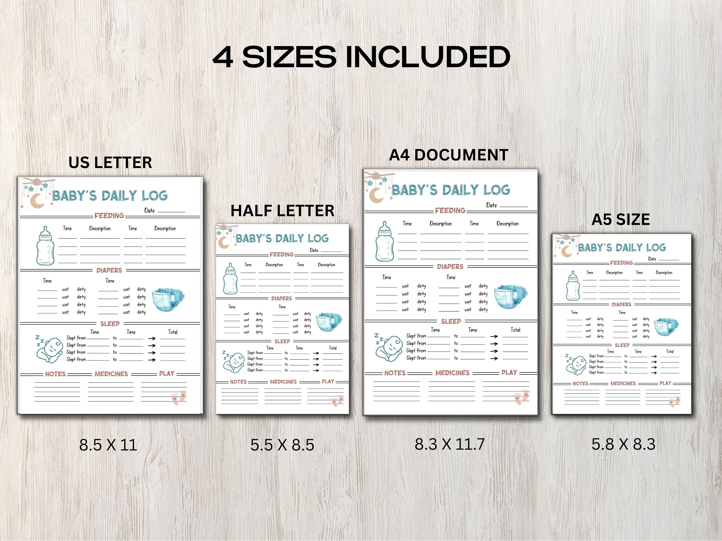 Baby's Daily Log I Infant Daily Report I Toddler Schedule I Kids Daily ...