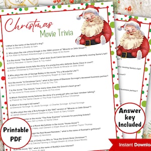 Holiday Party Game | Printable Movie Trivia | Fun Christmas Party Game ...