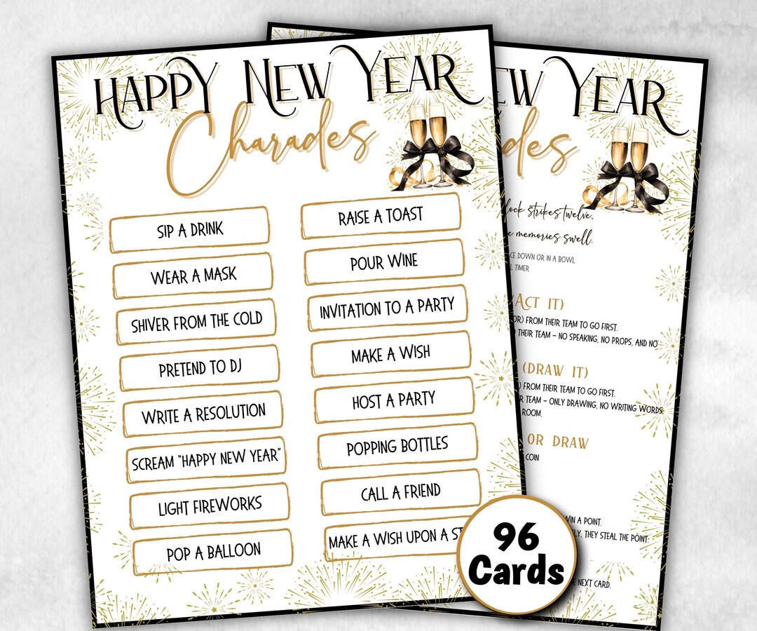 New Year Charades Game, Fun Party Activity, Family Friendly, Digital ...