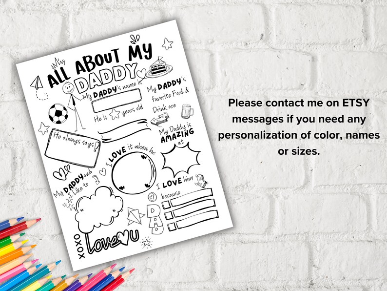All About My Daddy Fill in the Blank I Father's Day Gift I - Etsy