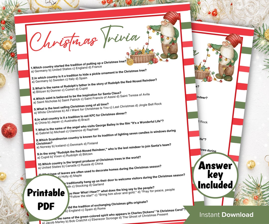 Fun Christmas Trivia Game | Printable Trivia | Christmas Trivia Bundle ...