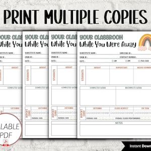 Fillable Substitute Teacher Notes I While You Were Away I Printable ...