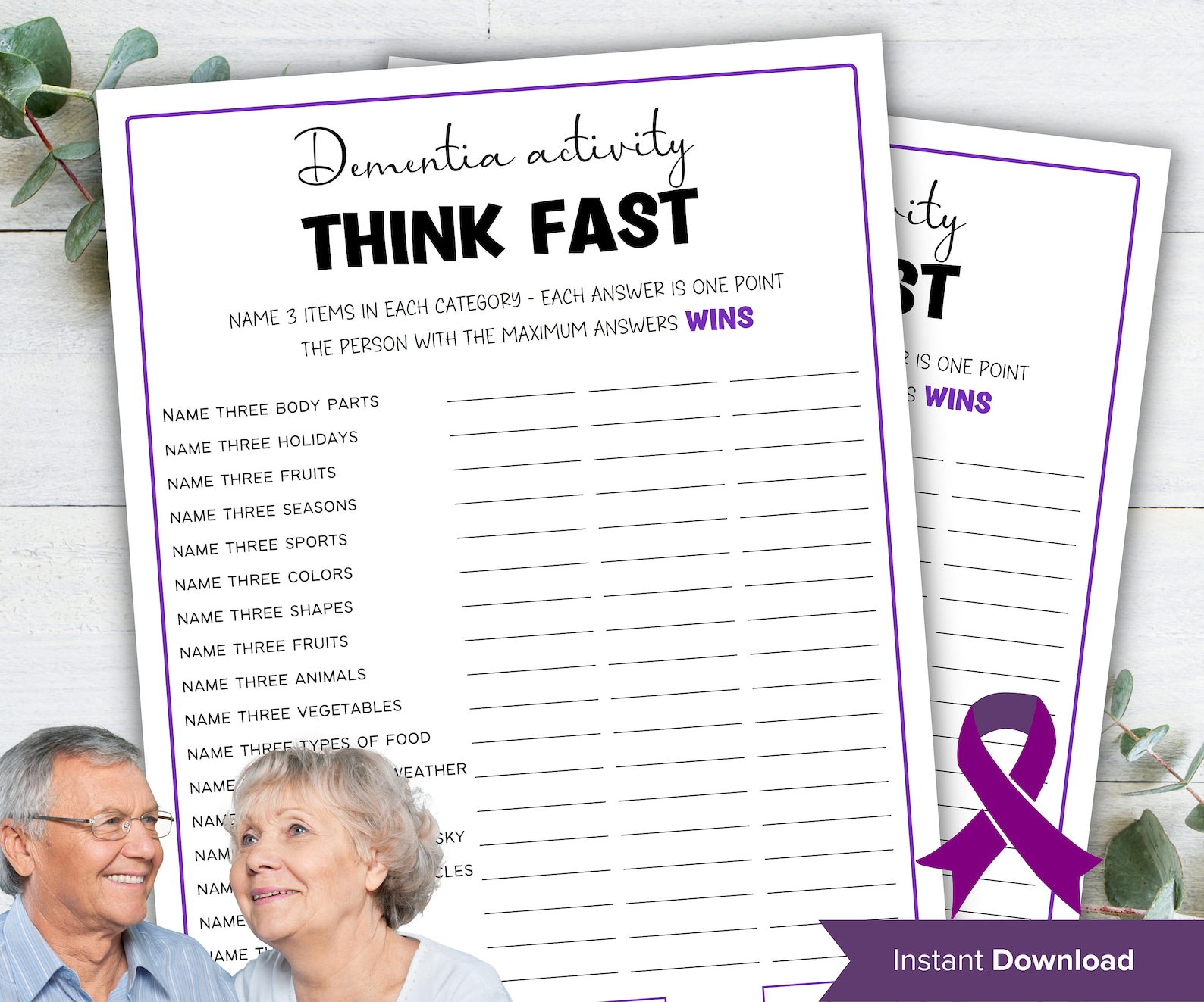 Dementia Think Fast Game, Dementia Game, Dementia Activities, Ice ...