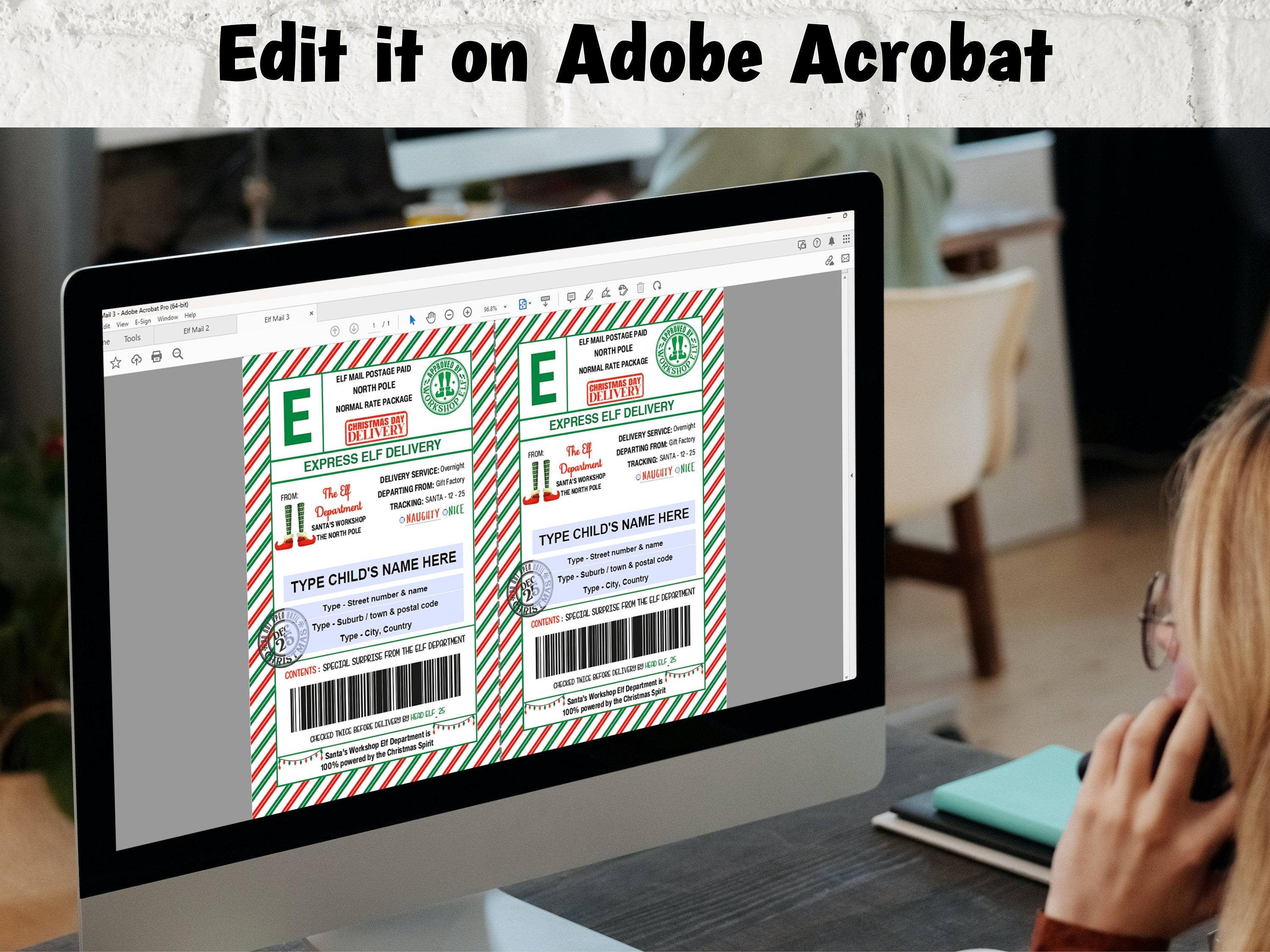 Christmas Gift Labels Editable Elf Shipping Label Template 5.5X8.5 Elf ...