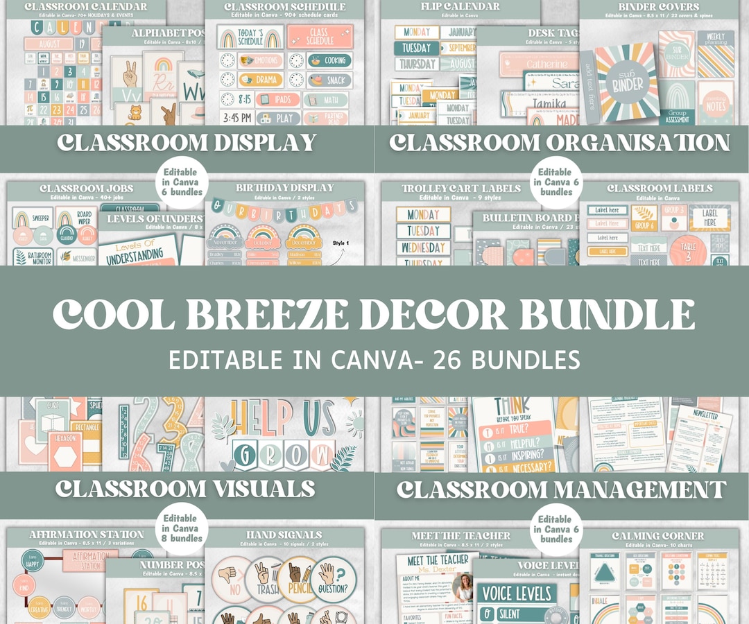 Cool Breeze Classroom Decor, Boho Theme, Bulletin Board, Homeschool ...