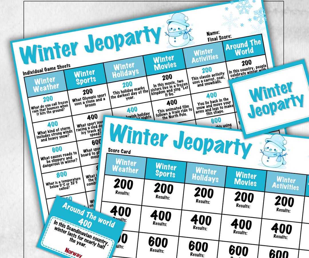 Winter Holiday Jeoparty Trivia Game, Fun Family Activity, Holiday Quiz ...