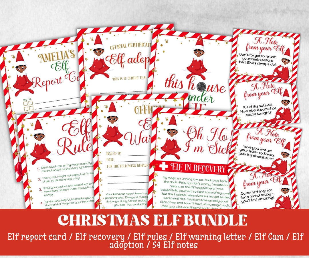 Editable Elf Adoption Certificate, Christmas Elf Cam Bundle , Elf Rules ...