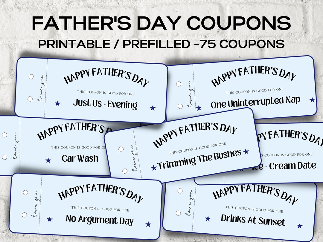 Father's Day Coupons I Printable Coupons I Daddy Coupon Book I Gift for ...