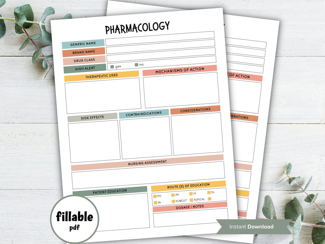 Pharmacology Nursing Template, Pharmacology Notes, Nursing Template ...