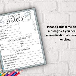All About My Daddy Fill in the Blank I Father's Day Gift I Gift for ...