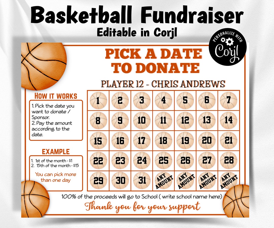 Basketball Fundraiser Calendar | Black Out My Board | Elite Basketball ...