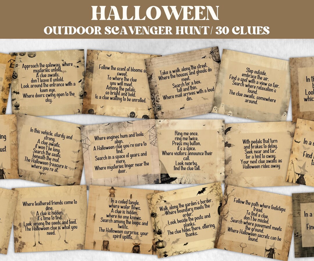 Outdoor Halloween Scavenger Hunt, Scavenger Hunt for Kids, Kids and ...