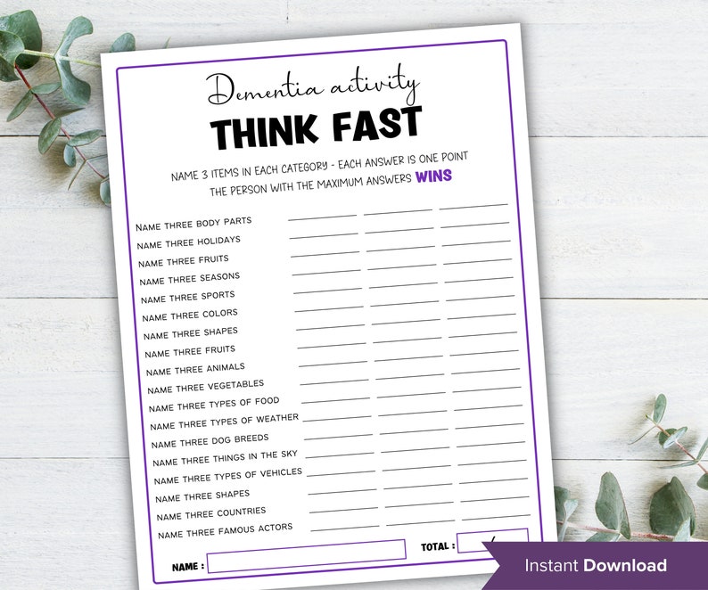 Dementia Think Fast Game, Dementia Game, Dementia Activities, Ice ...