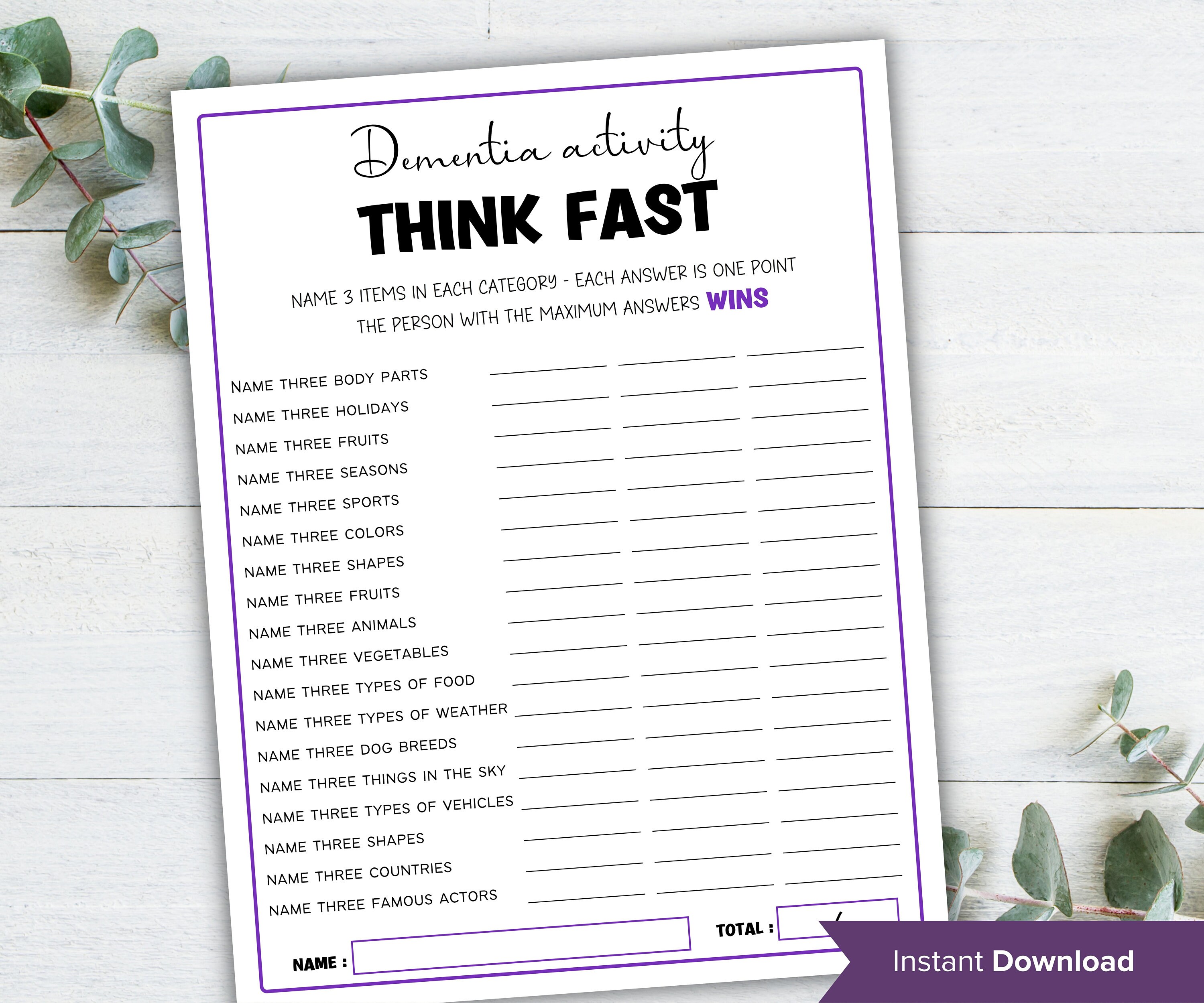 Dementia Think Fast Game, Dementia Game, Dementia Activities, Ice ...