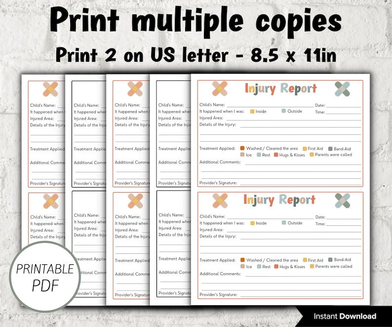 Home Daycare Ouch Report I Injury Report I Incident Report Form I Child ...